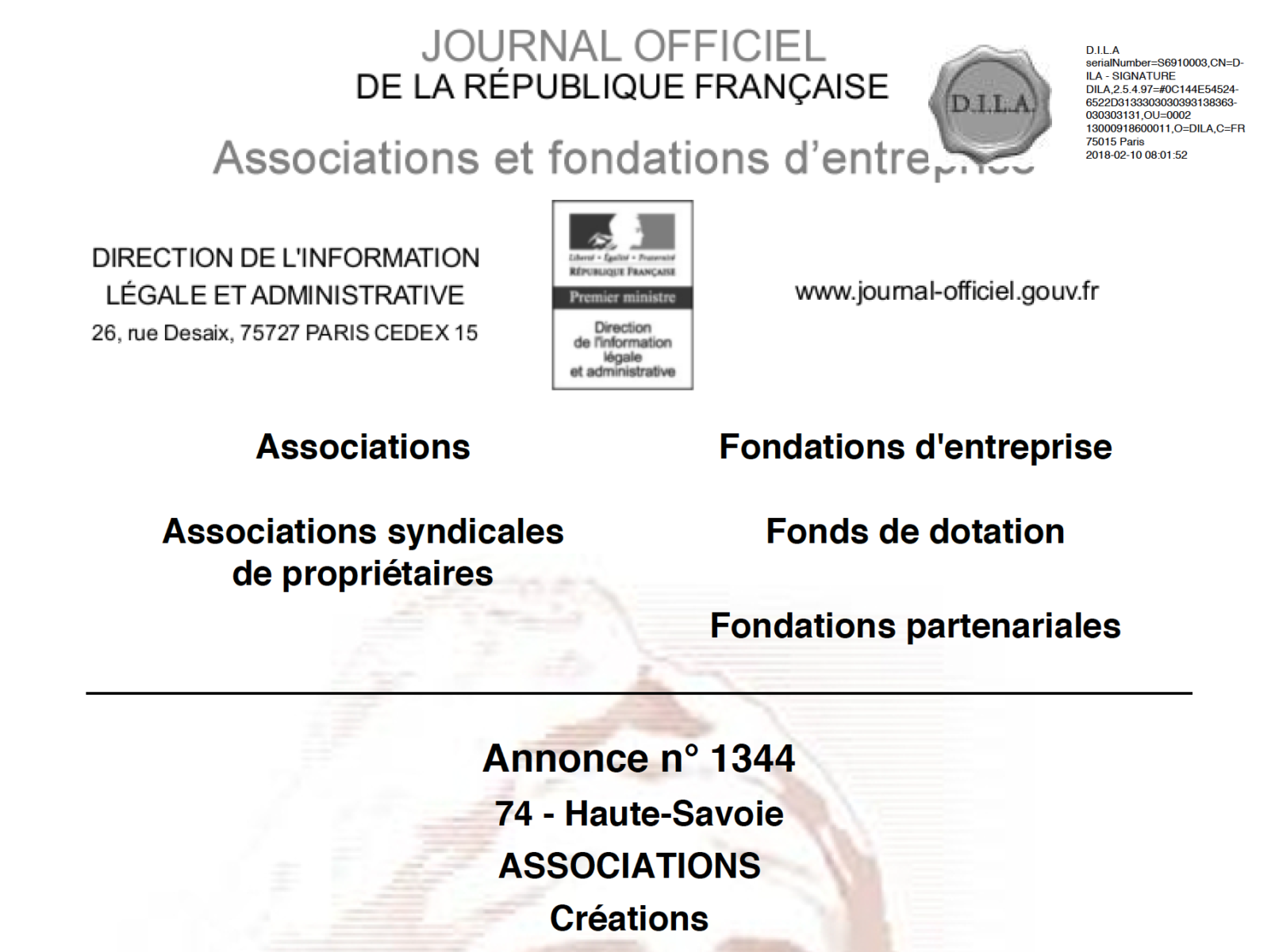 journal officiel – Pilotes Volontaires
